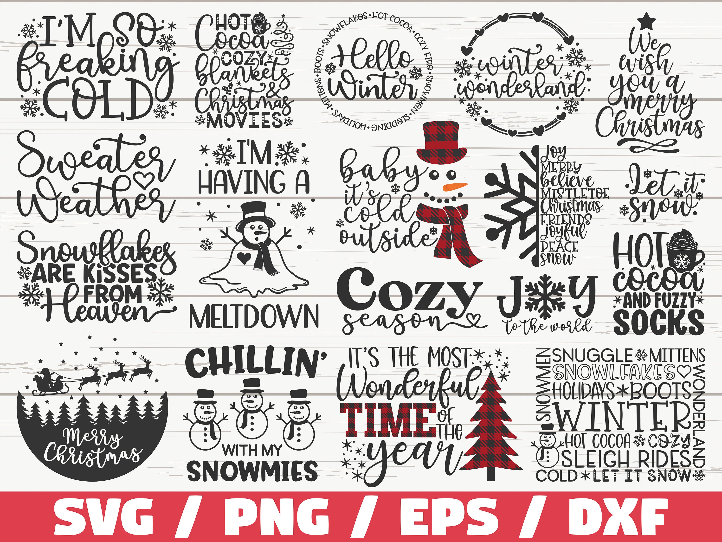 Winter SVG Bundle, Holidays SVG, Cut File, Cricut | Inspire Uplift