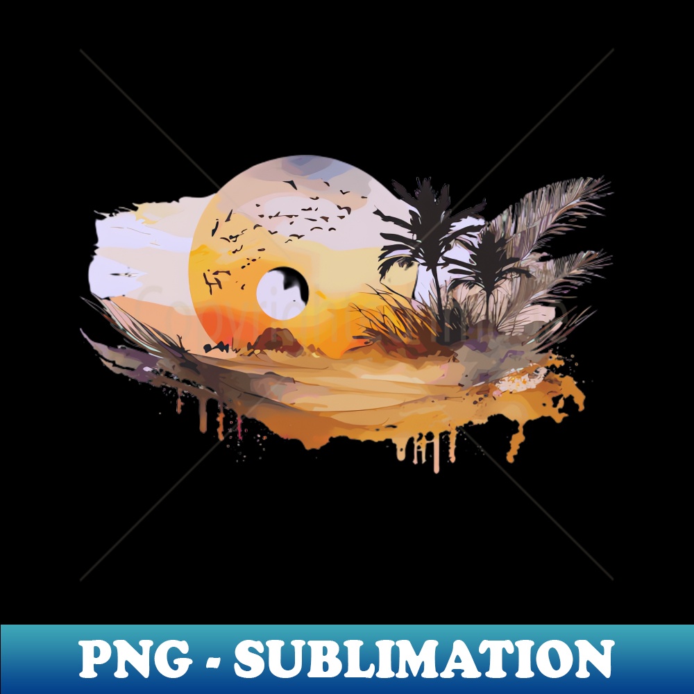 Watercolor Sunset at the Beach - Sublimation-Ready PNG File | Inspire ...