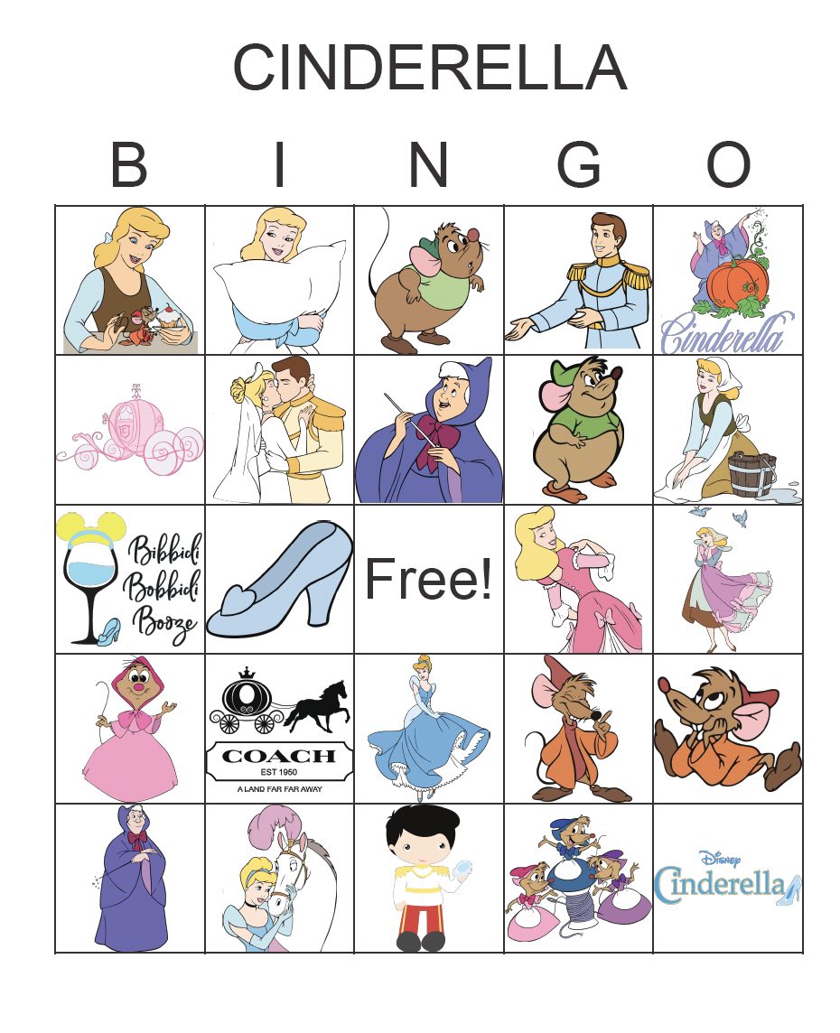 Cinderella Bingo Game,Bingo Cards Printable,Bingo Party Game | Inspire ...