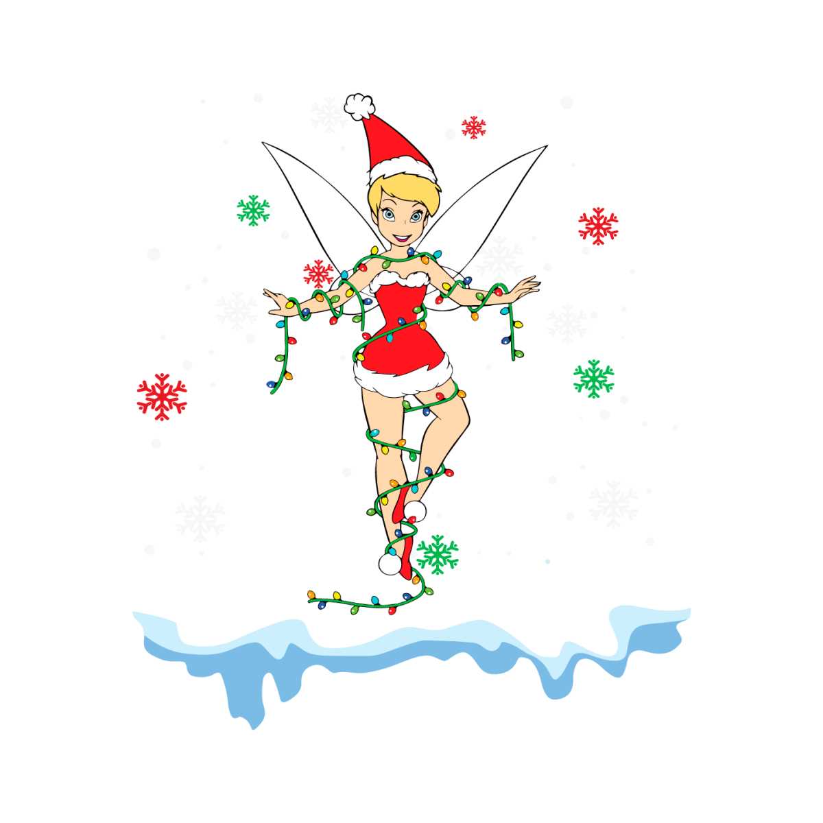 Disney Santa Tinker Bell Christmas Lights SVG Cricut File - Inspire Uplift