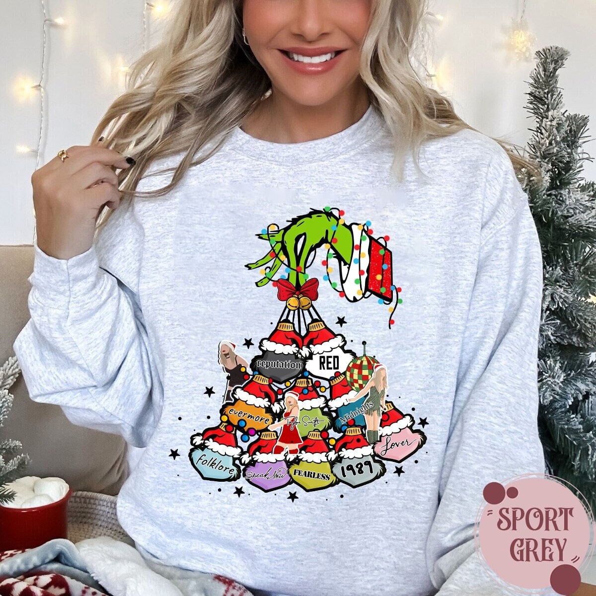 Grinch Hand Merry Swiftmas Sweater, The Eras Tour Christmas - Inspire ...