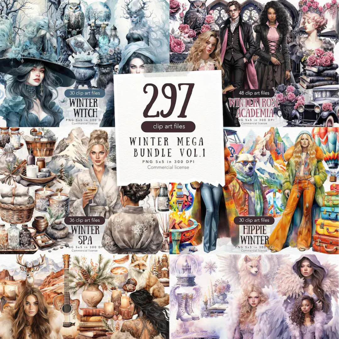 Aquarelle Winter Mega Clipart Bundle, Clip Art PNG, Sorciere | Inspire ...