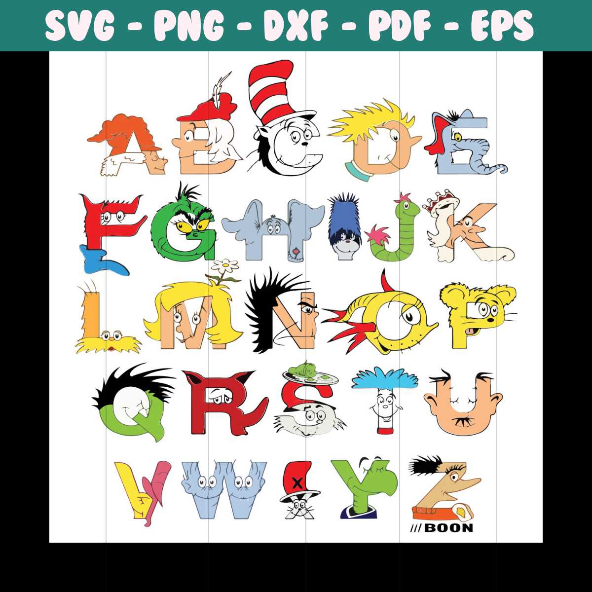 Dr Seuss Alphabet Svg, Dr Seuss Svg, Dr Seuss ABC Svg, Alpha | Inspire ...