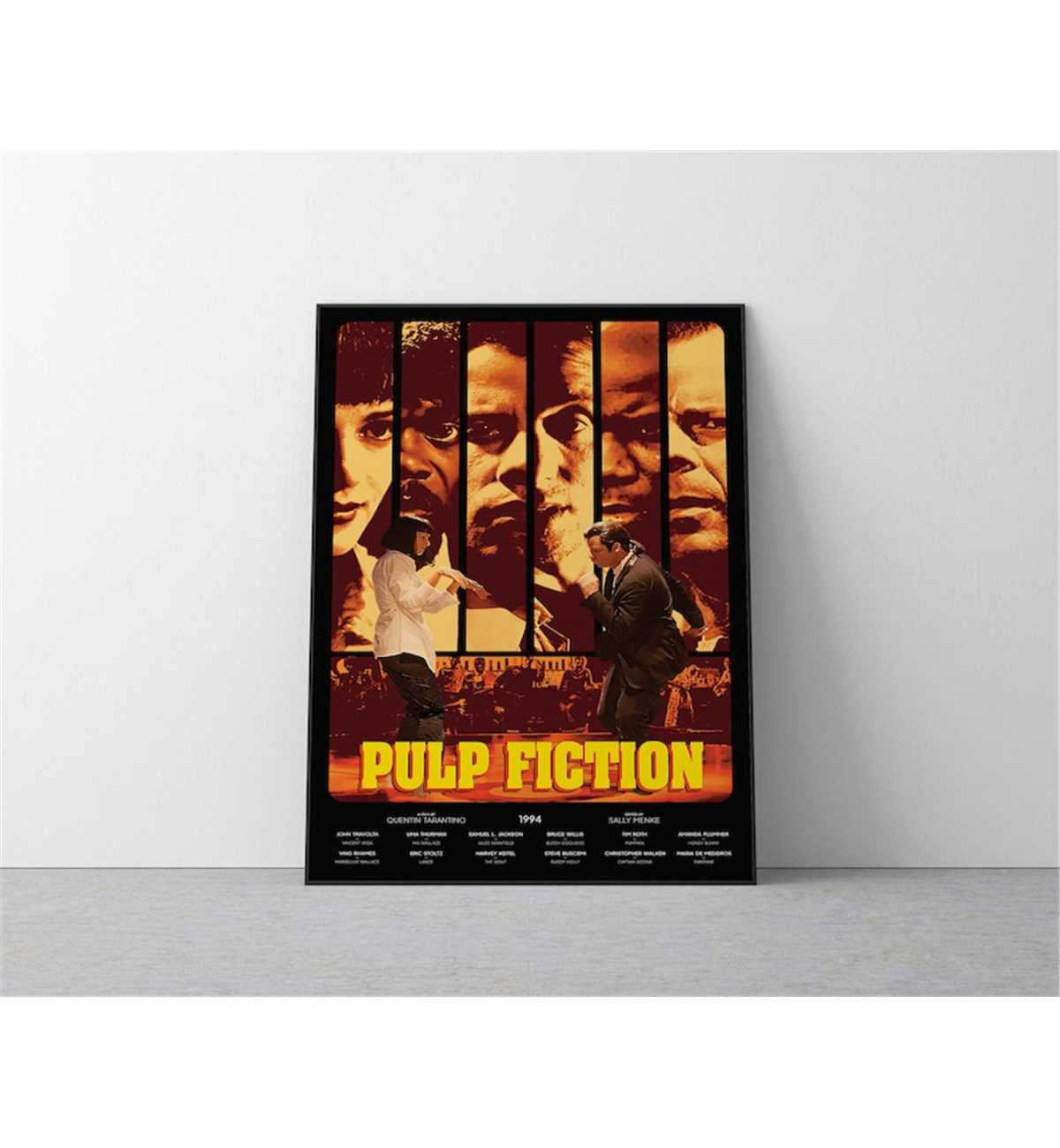 Pulp Fiction Halftone Movie Poster, Dark Theme, Light | Inspire Uplift
