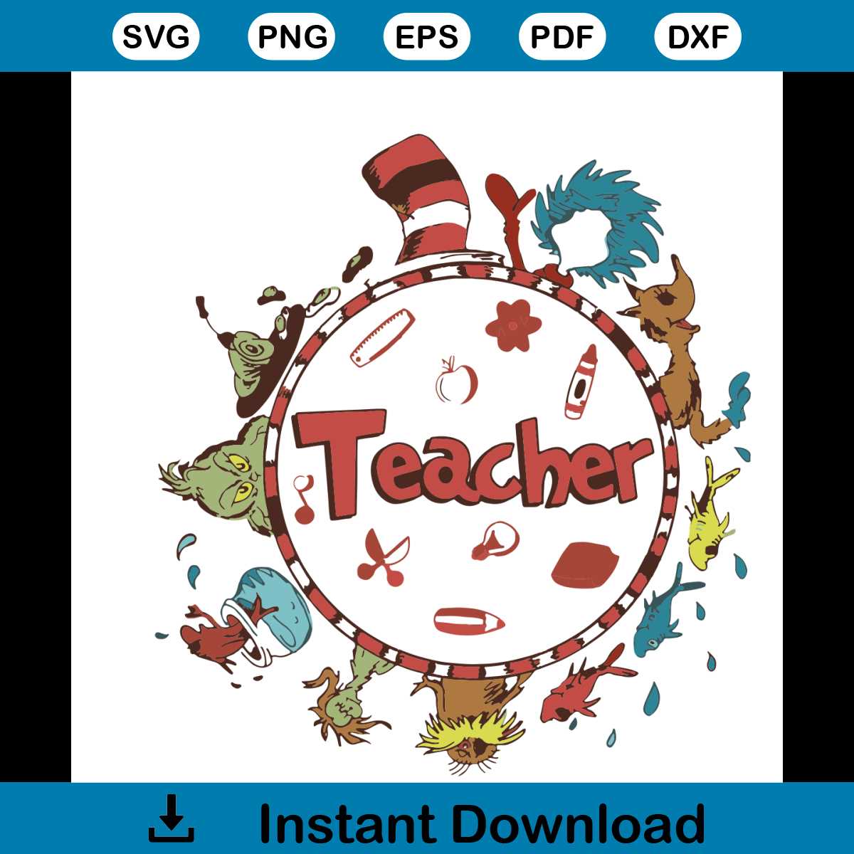 Teacher Dr Seuss Svg, Dr Seuss Svg, School Svg, Back To Scho - Inspire ...