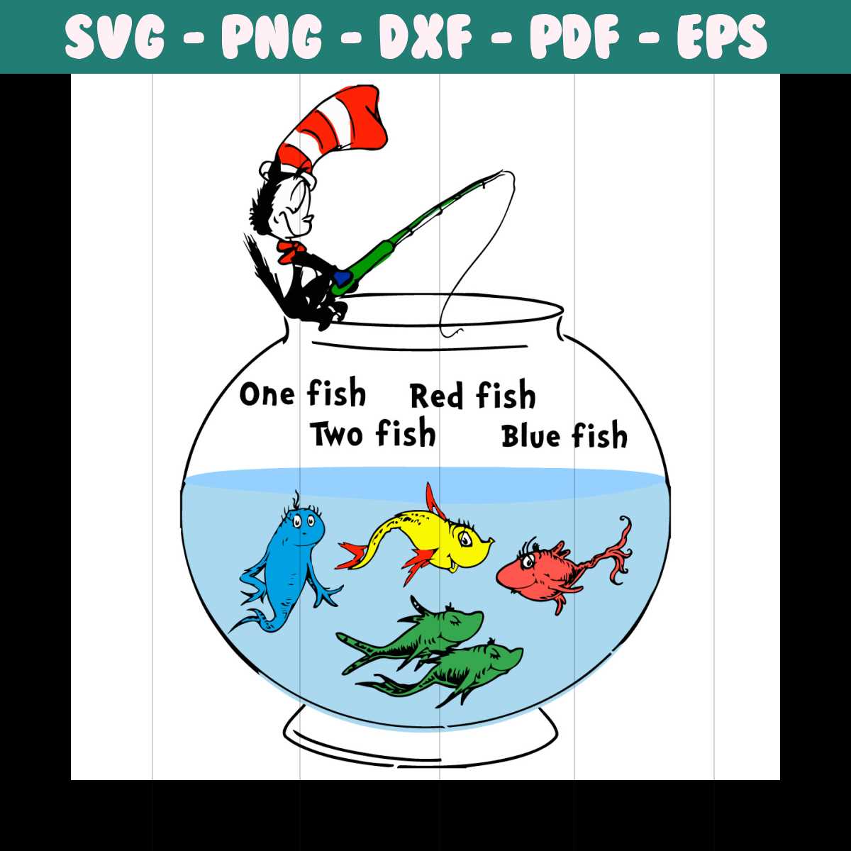 Dr Seuss One Fish Two Fish Blue Fish Red Fish Svg, Dr Seuss | Inspire ...