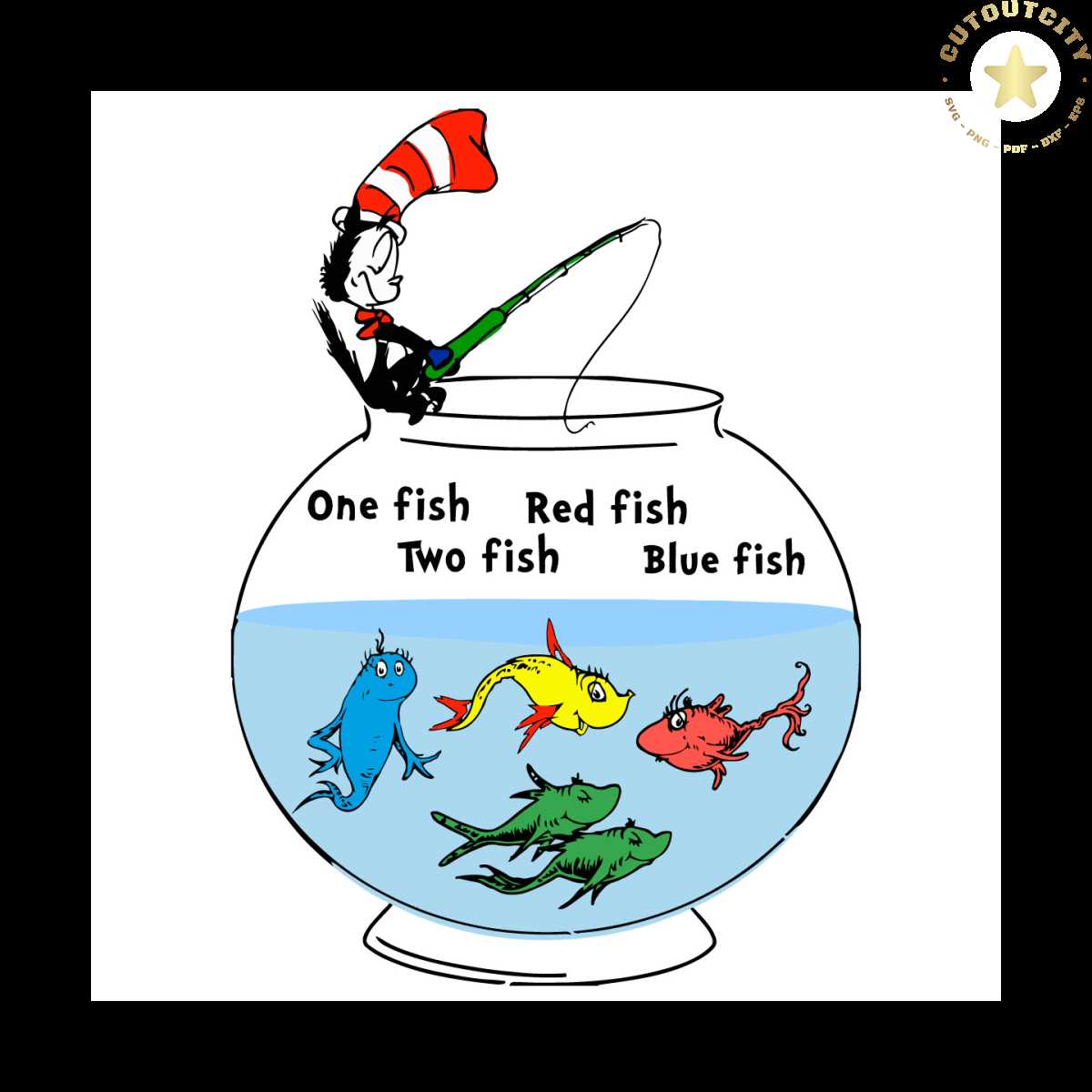 Dr Seuss One Fish Two Fish Blue Fish Red Fish Svg, Dr Seuss | Inspire ...