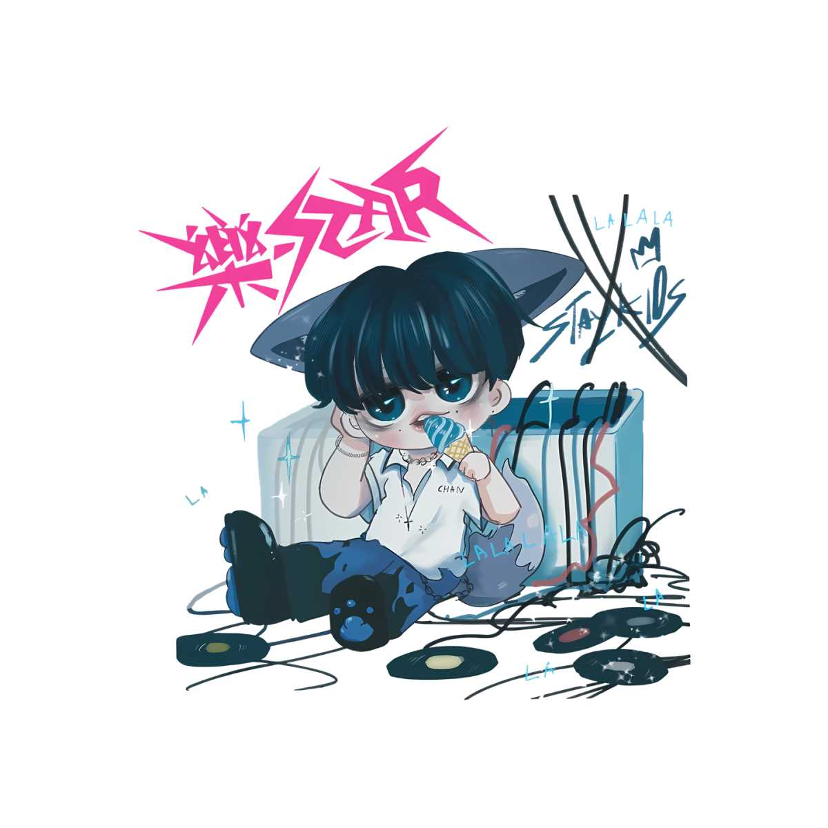 Bangchan Rockstar Chibi Fanart Kpop Singer PNG File | Inspire Uplift