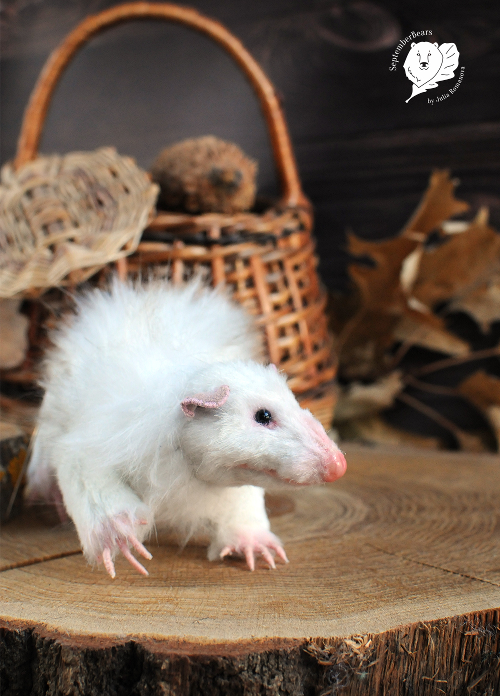 realistic miniature albino possum toy - Inspire Uplift