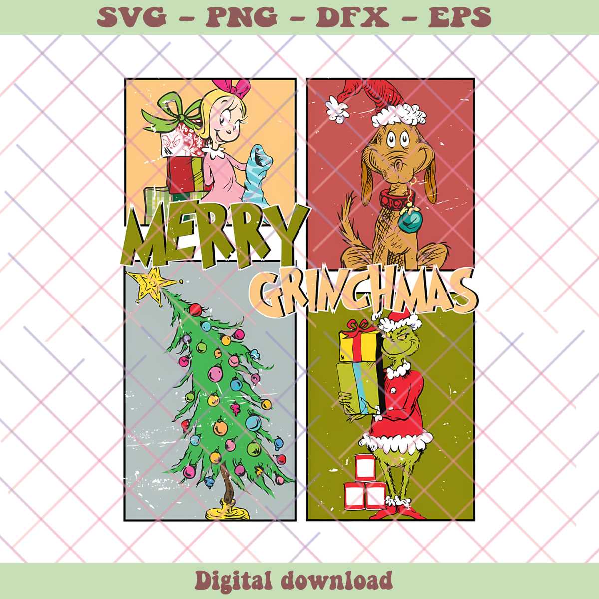 Vintage Merry Grinchmas Characters PNG Download File | Inspire Uplift