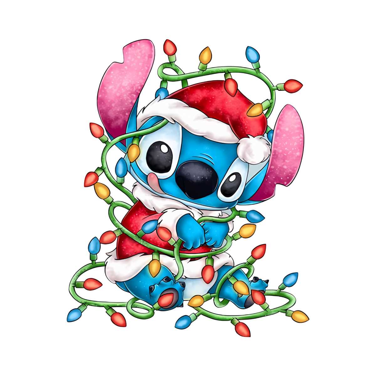 Retro Lilo And Stitch Christmas Lights PNG Download File | Inspire Uplift