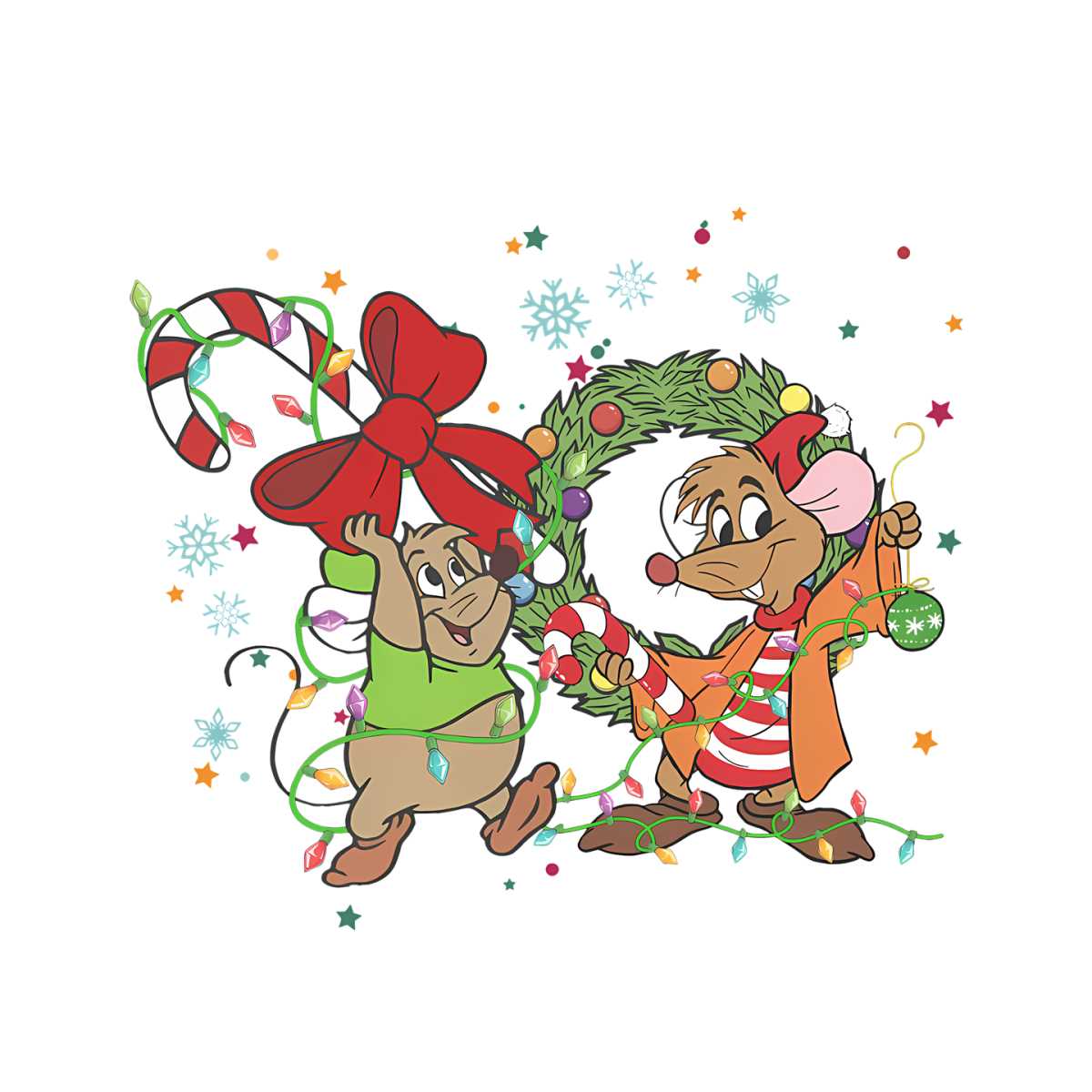 Cute Jaq and Gus Christmas Wreath SVG For Cricut Files | Inspire Uplift