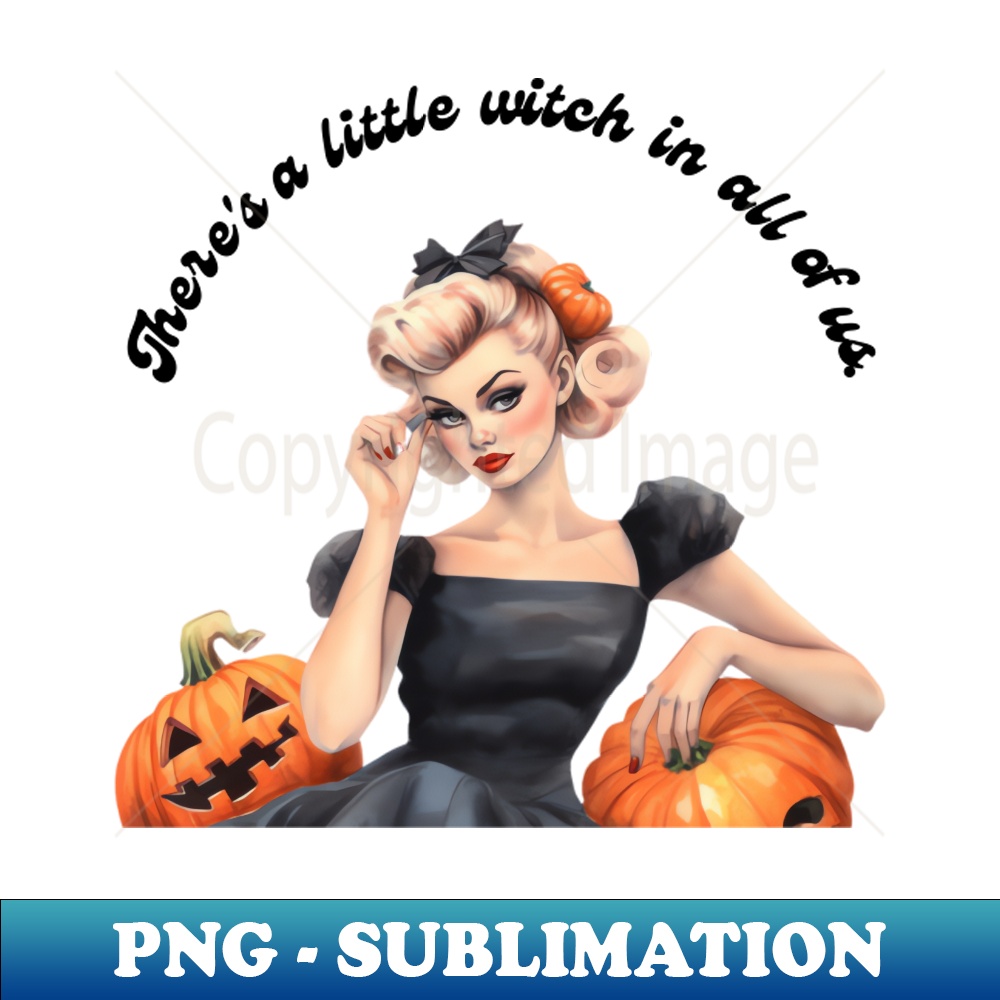 Retro Witch Pinup Girl - PNG Transparent Sublimation File - | Inspire ...