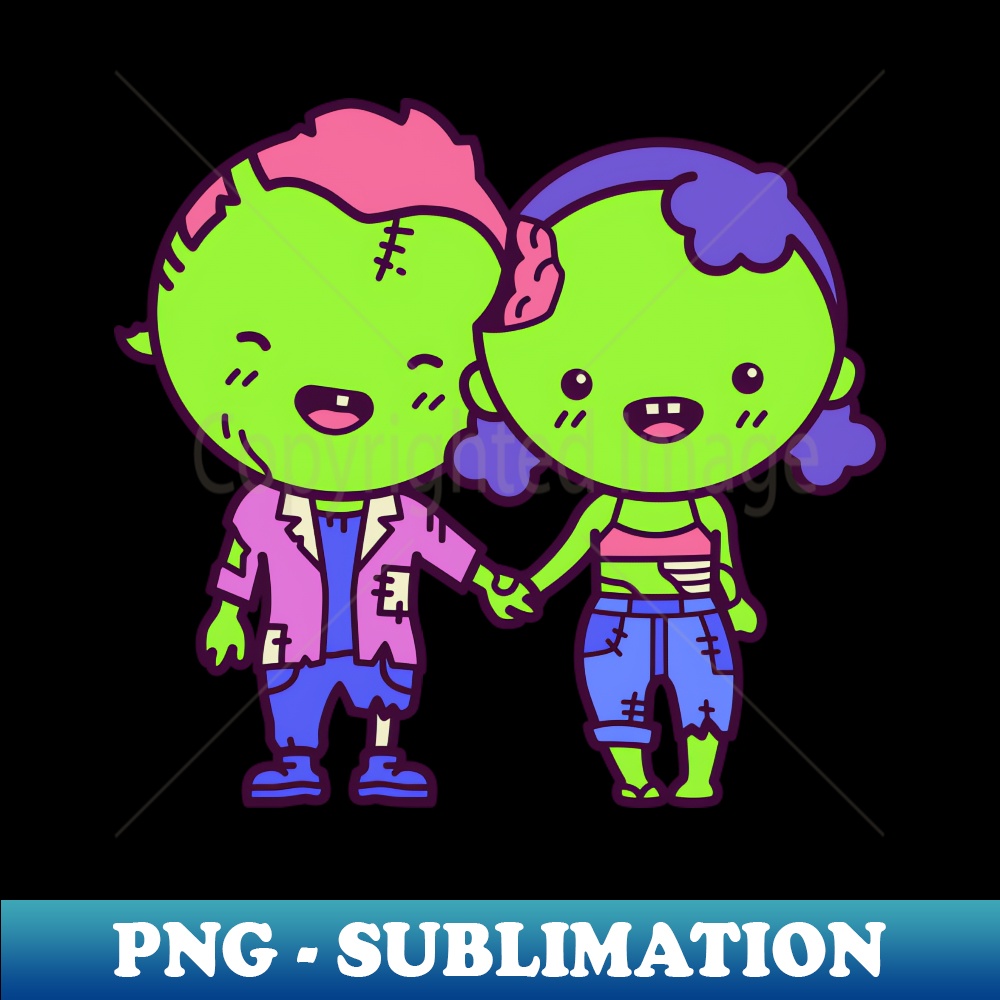 Cute Kawaii Zombie Couple Cartoon - Exclusive Sublimation Di | Inspire ...