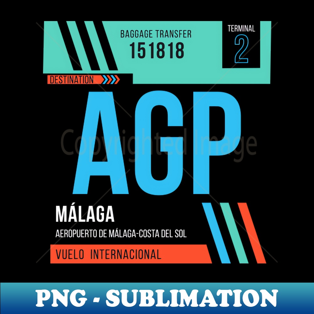 Malaga AGP Airport Code Baggage Tag - High-Resolution PNG Su | Inspire ...