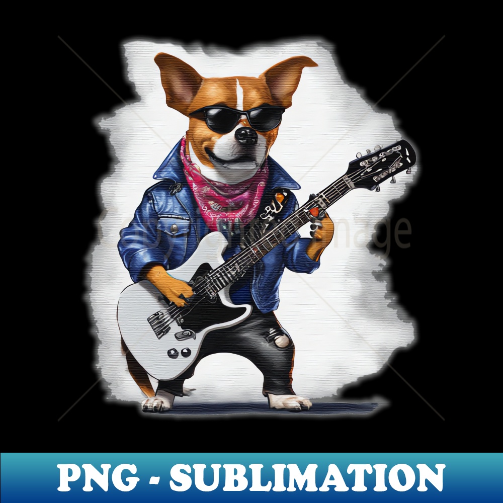 Dog wearing a leather jacket playing guitars - Artistic Sub | Inspire Uplift