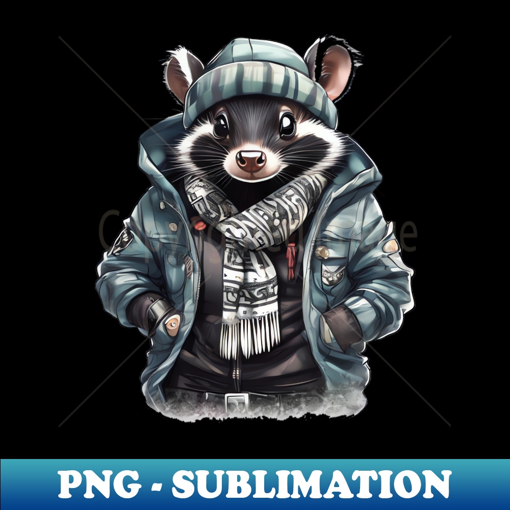 skunk wearing a leather jacket and hat - Retro PNG Sublimati | Inspire ...