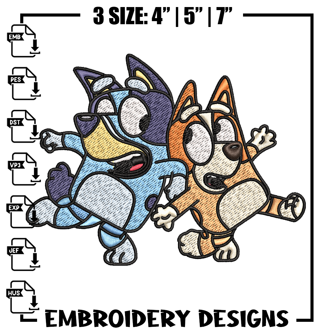 Bingo and Bluey Embroidery, Bluey Embroidery, Embroidery Fil | Inspire ...