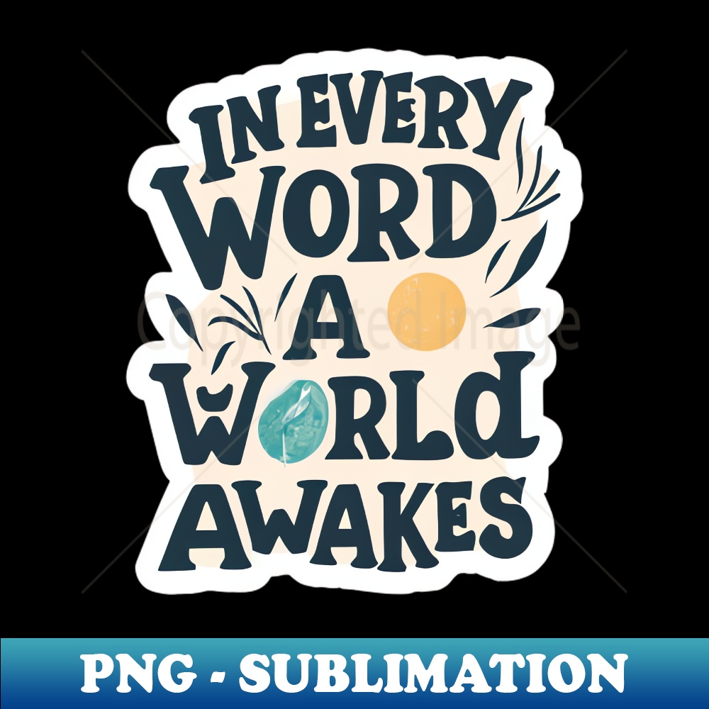 In Every Word a World Awakes Sticker with Book Graphic - Ins | Inspire ...