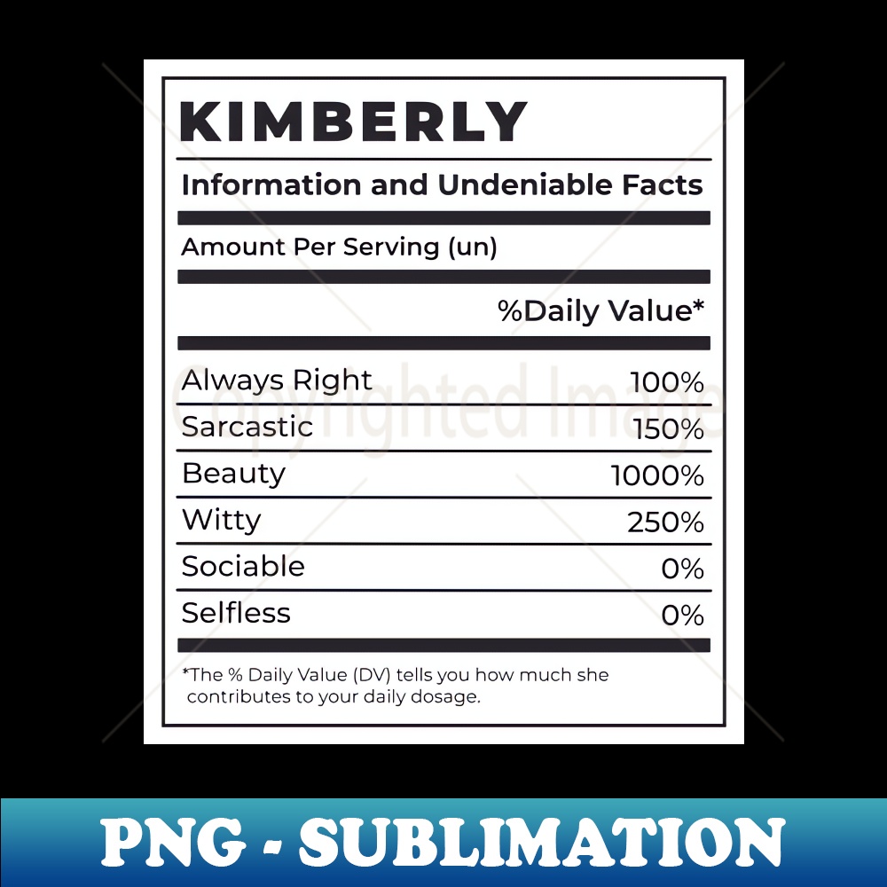 Funny Food Label Female Ingredients KIMBERLY - Exclusive PNG | Inspire ...