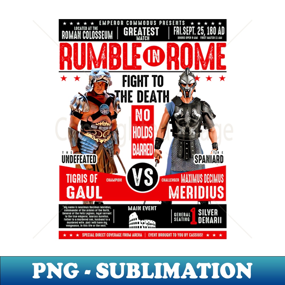 Rumble In Rome Gladiator Poster - High-Resolution PNG Sublim - Inspire Uplift