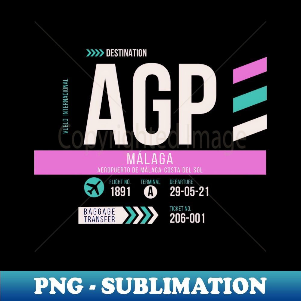 Malaga AGP Airport Code Baggage Tag - PNG Transparent Sublim | Inspire ...