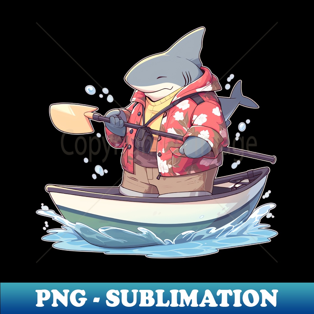 Super Cute Shark Standing in a Canoe - Exclusive PNG Sublima | Inspire ...