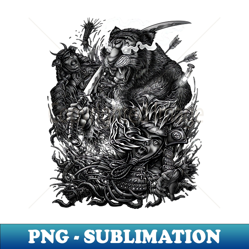 Mutant Tiger and samurai warrior black and white - Sublimat | Inspire ...
