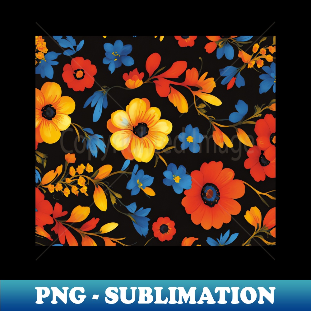 red yellow blue black flowers watercolour - Aesthetic Subli | Inspire ...