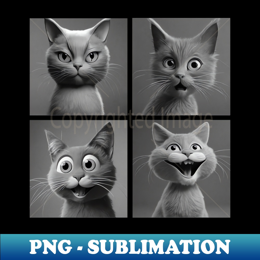 Funny Cat Faces Black And White Cute Kitten Grayscale - Uniq | Inspire ...