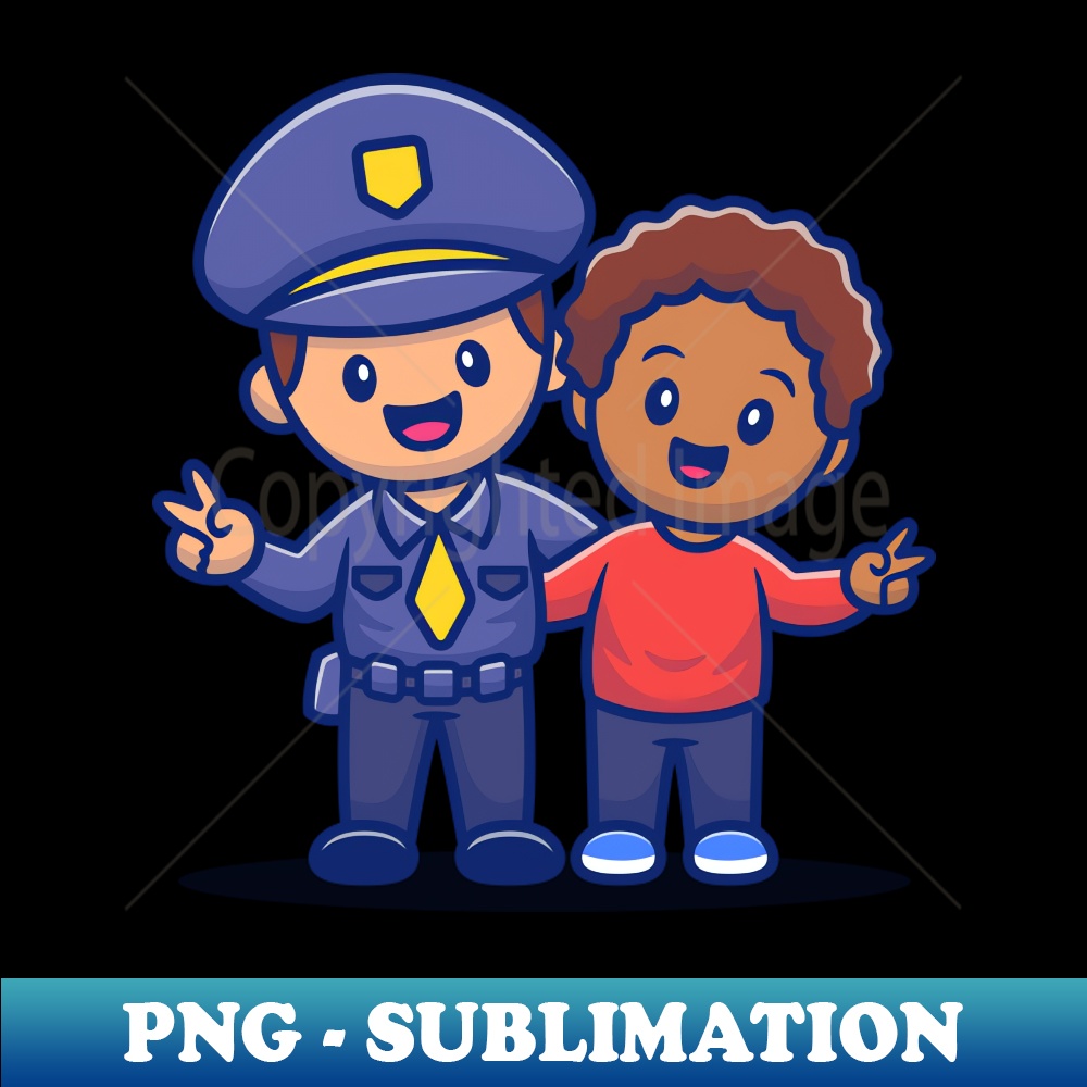Cute Policeman And Kid Hugging - Premium Sublimation Digital | Inspire ...