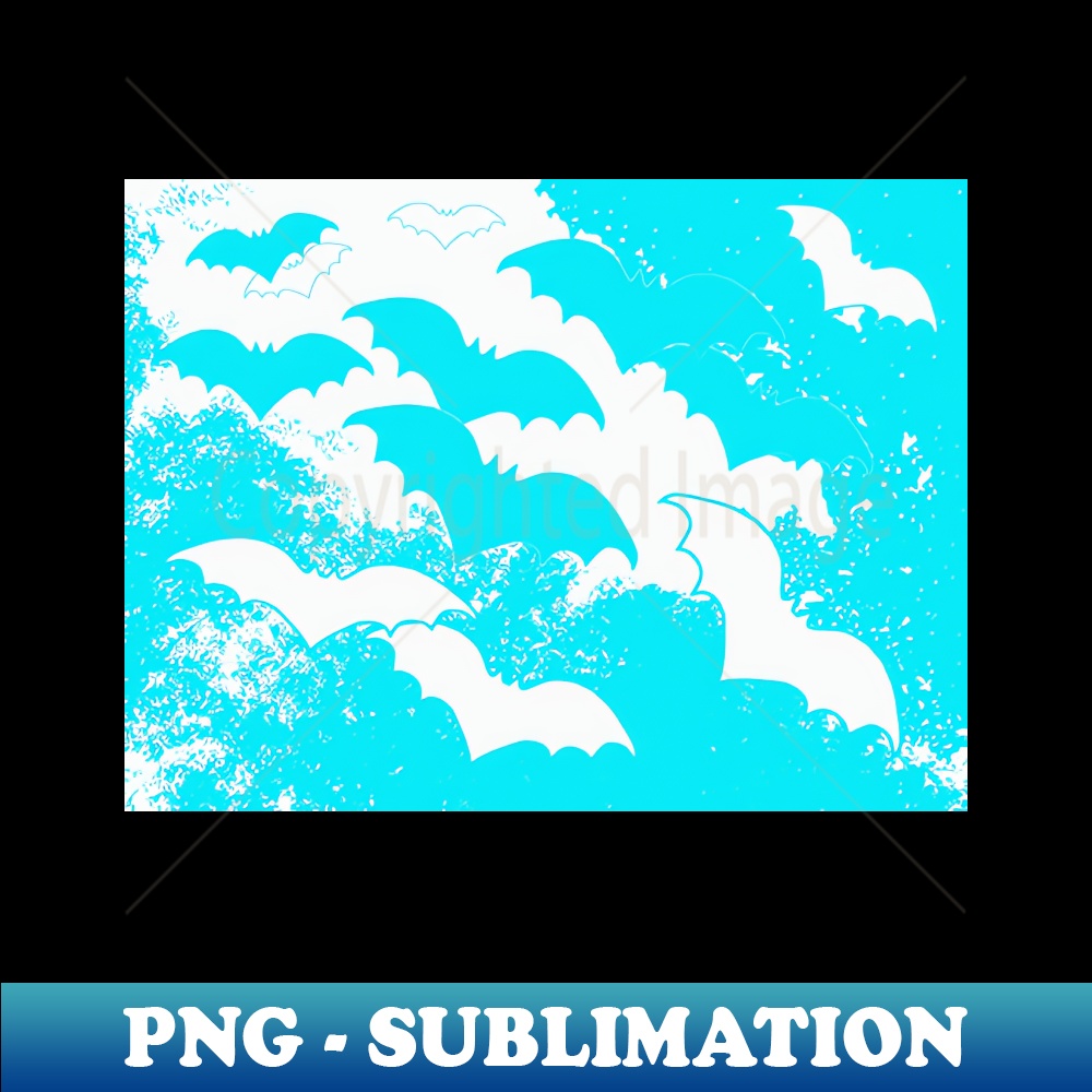 White Bats In Flight Cyan - Signature Sublimation PNG File - | Inspire ...