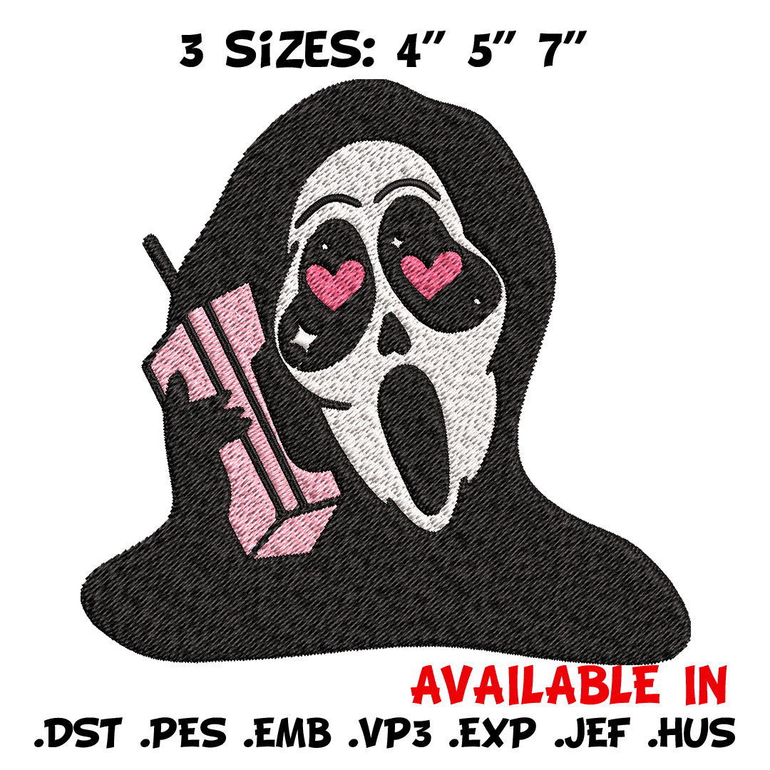 Ghost Face Call Me Embroidery design, Ghost Face Embroidery, | Inspire ...