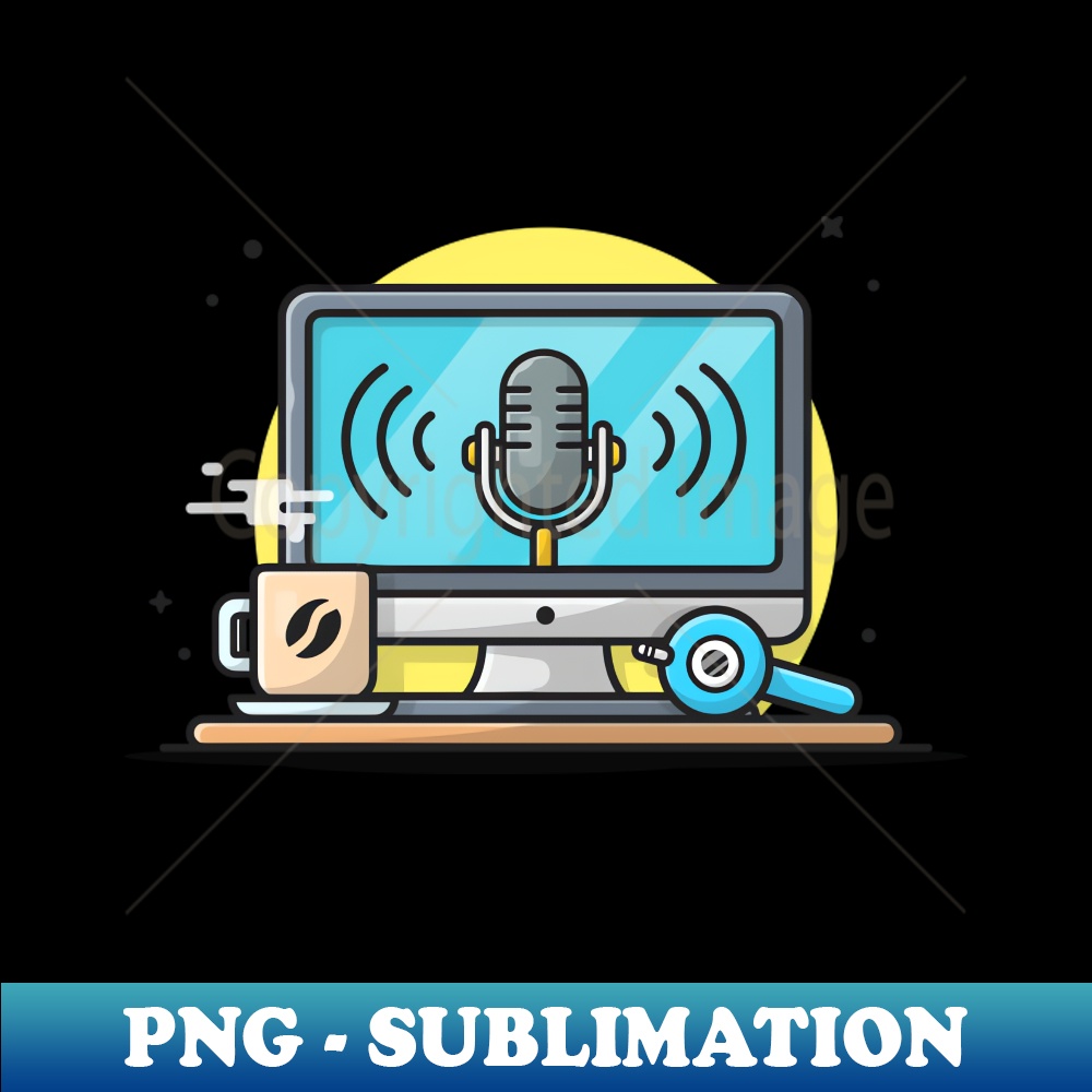 Monitor with Speaker Hot Coffee and Headphone Cartoon Vector | Inspire ...