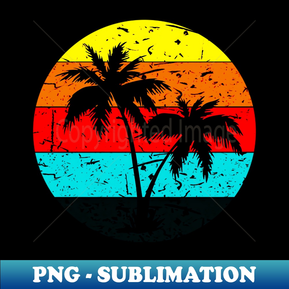 Palm Trees Retro Sunset - High-Resolution PNG Sublimation Fi | Inspire ...