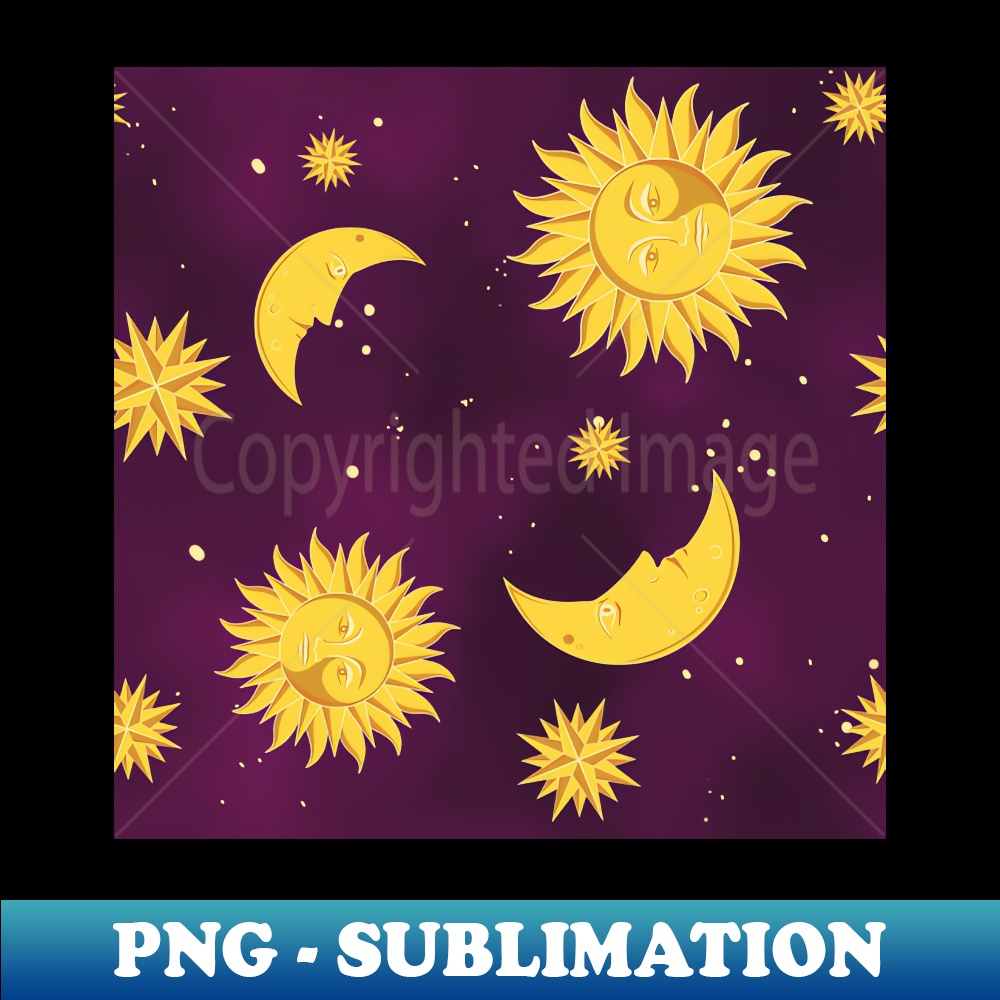 Sun moon stars purple pattern aesthetic witchcore whimsigoth - Inspire ...