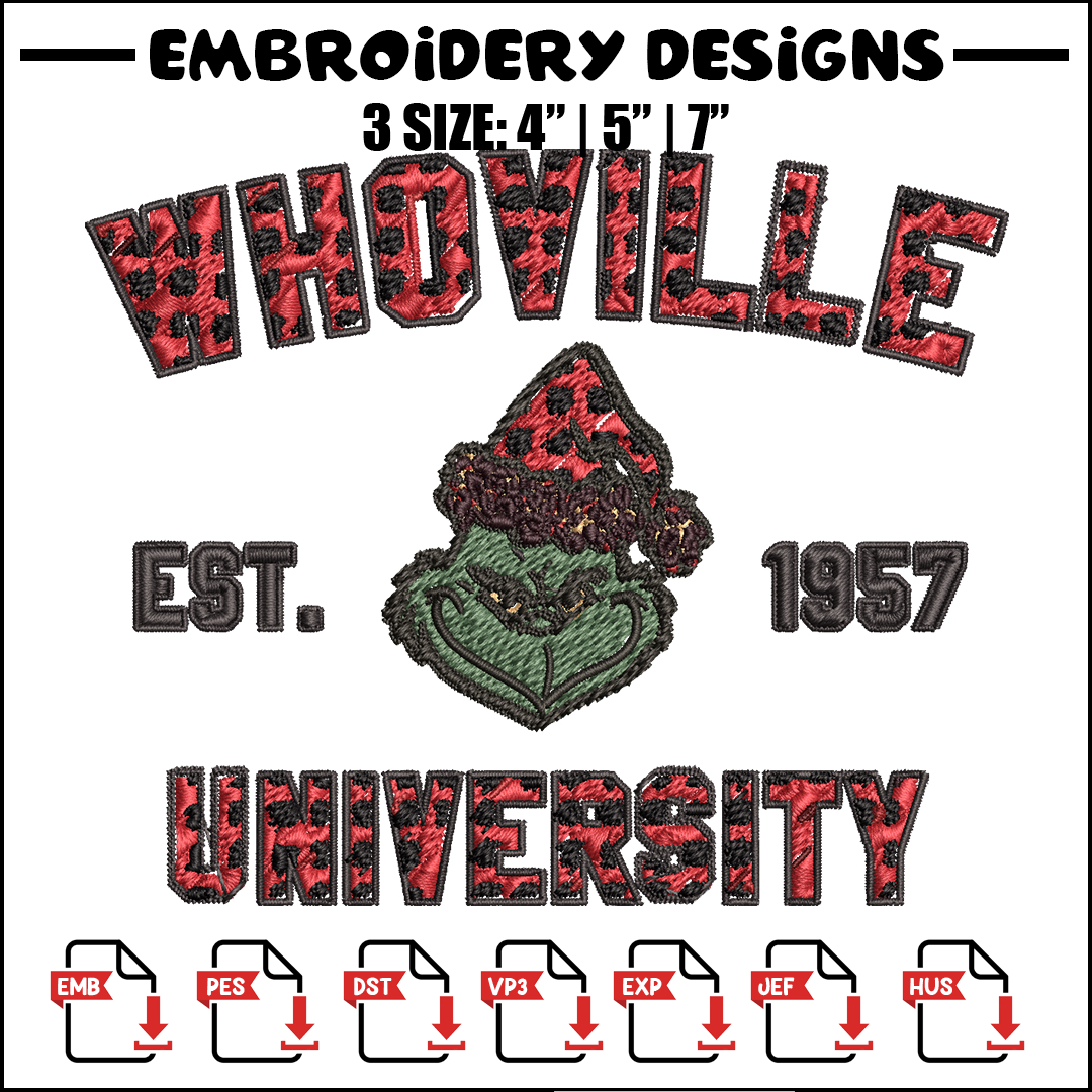 Grinch Whoville University Christmas Embroidery design, Grin - Inspire ...