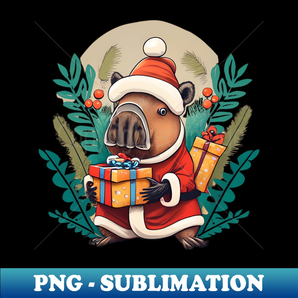 Santa Capybara Delight Festive Poster Featuring an Adorable | Inspire ...