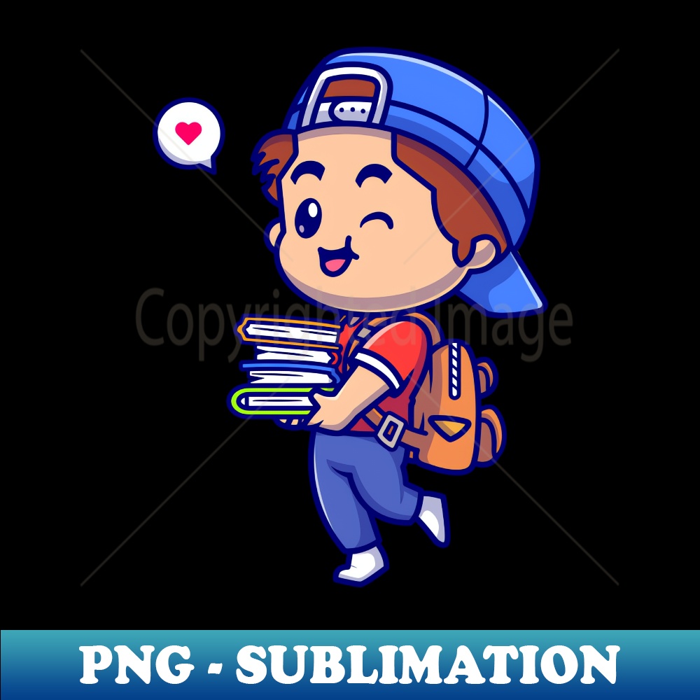 Cute Boy Going To School And Bring Books Cartoon - Modern Su | Inspire ...