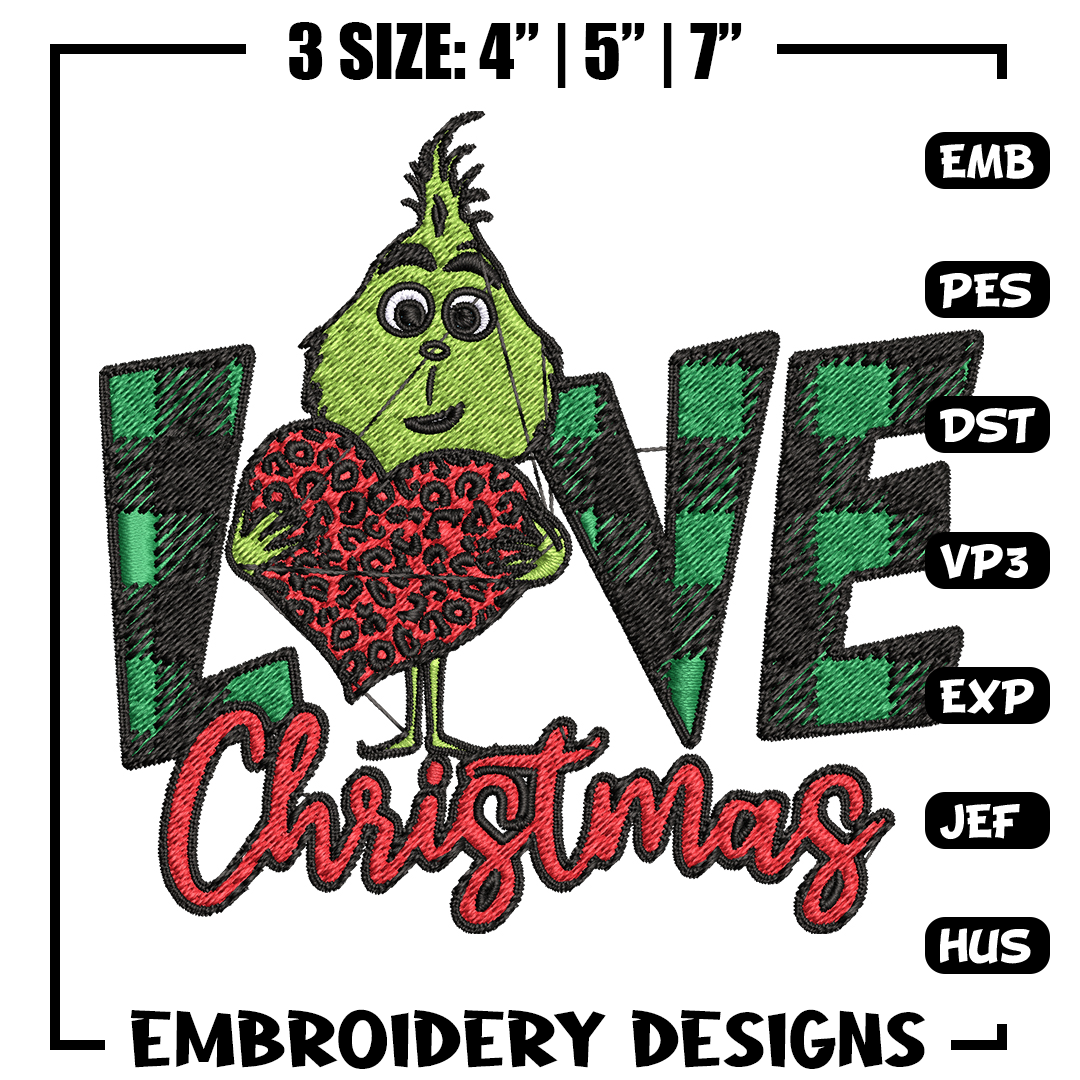 Grinch Love Christmas Embroidery design, Grinch christmas Em | Inspire ...