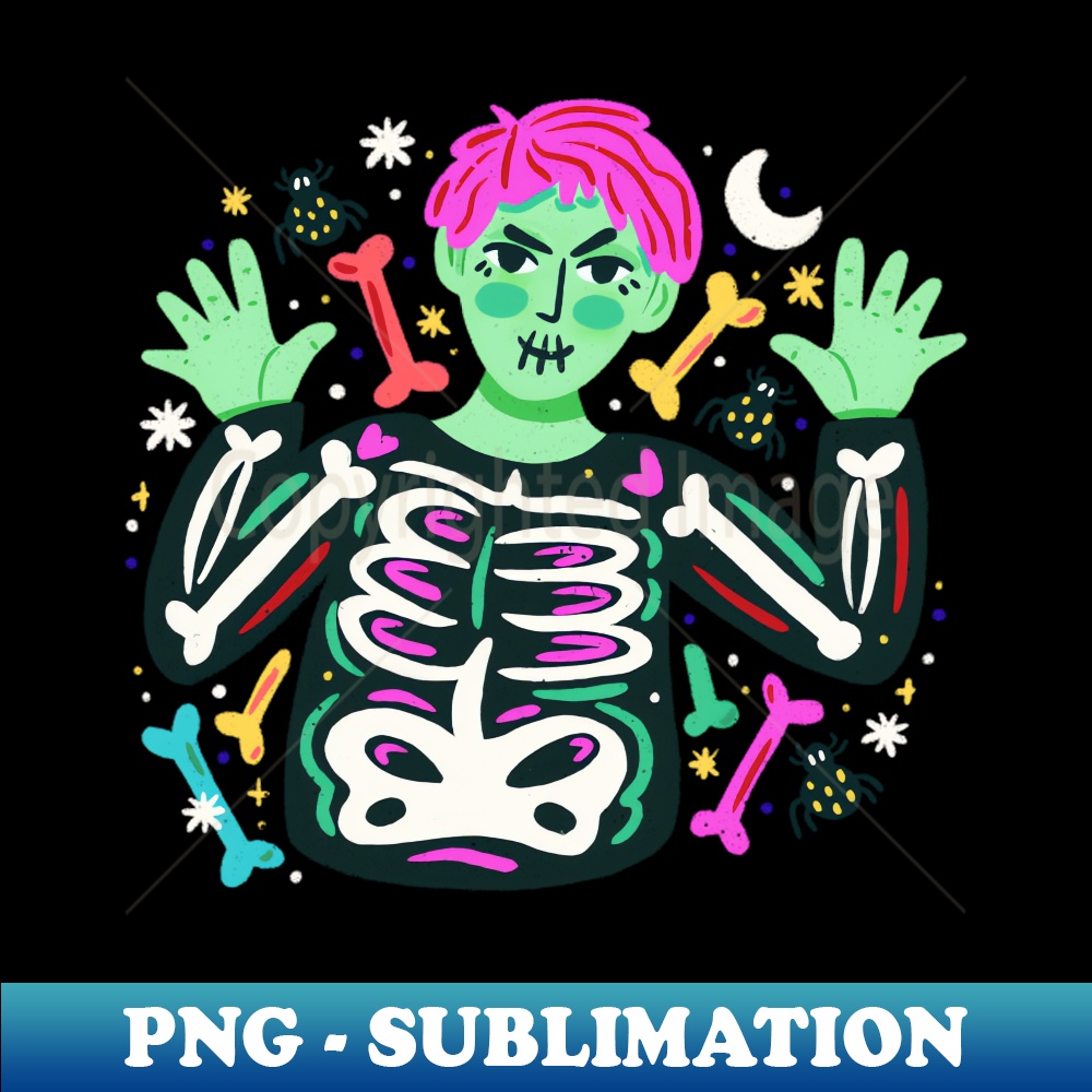 Illustration Zombie With Skeleton - PNG Sublimation Digital | Inspire ...