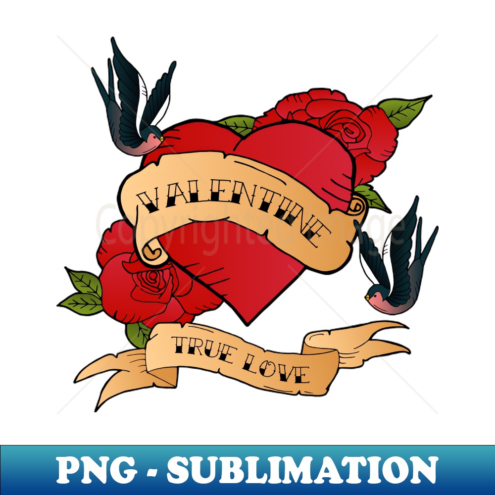 Valentine Tattoo True Love Heart and Swallows - Unique Subli | Inspire ...