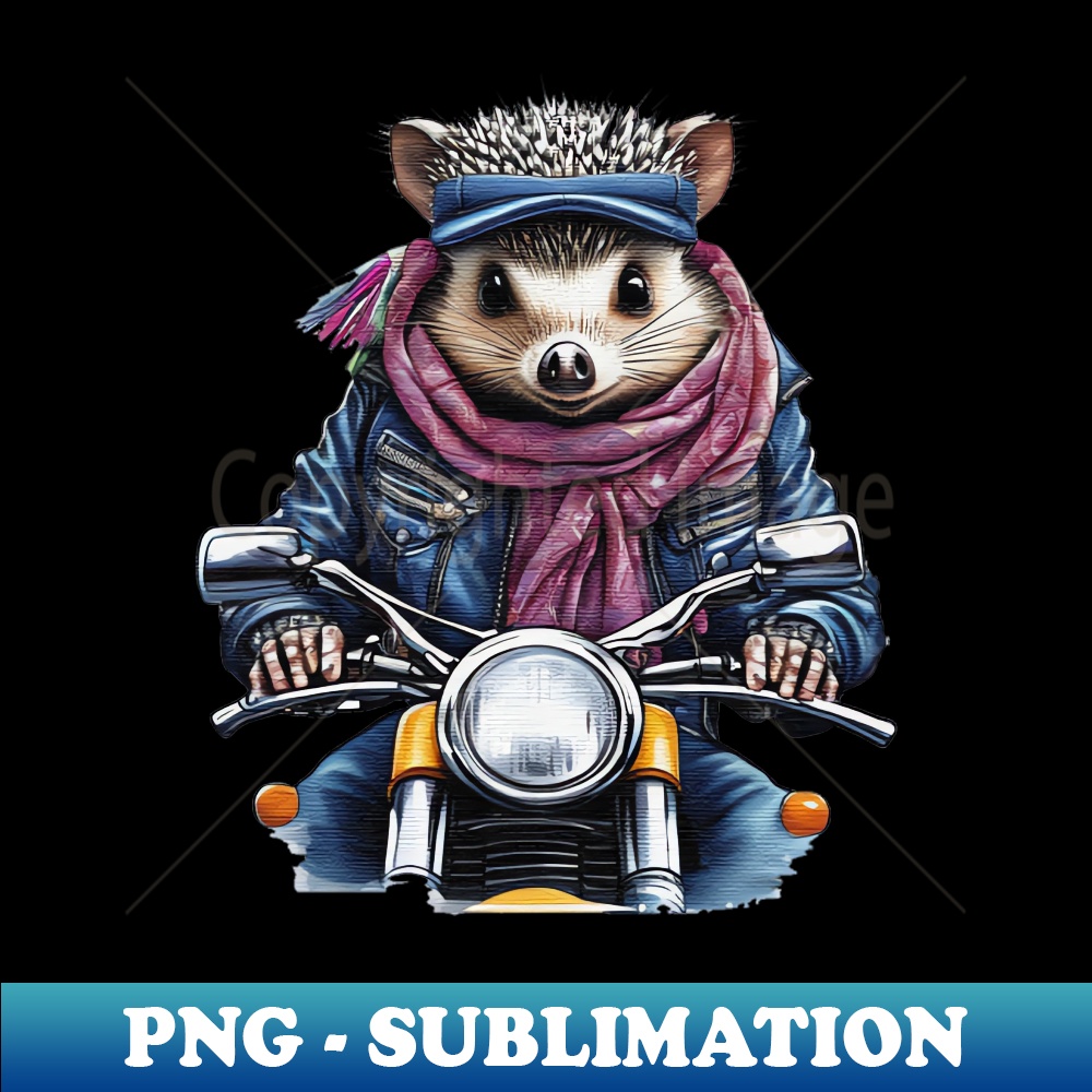 hedgehog wearing a jacket hat and a scarf on a motorcycle - | Inspire ...