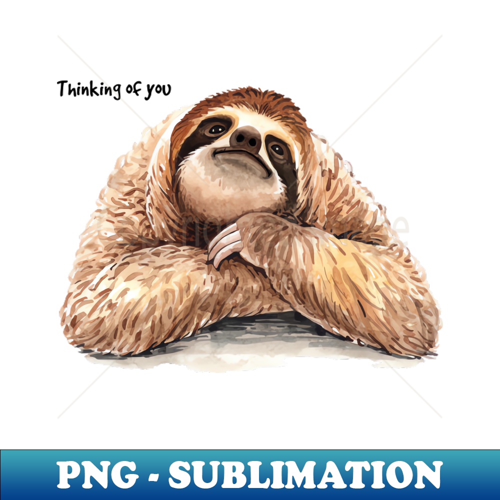 Sloth Thinking Of You Watercolor Hand Drawn - Instant PNG Su | Inspire Uplift