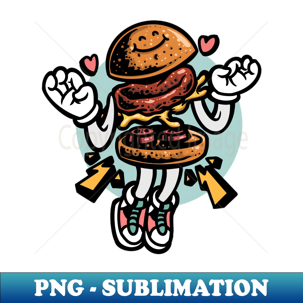 Cartoon Aesthetic Happy Burger - Aesthetic Sublimation Digit - Inspire ...
