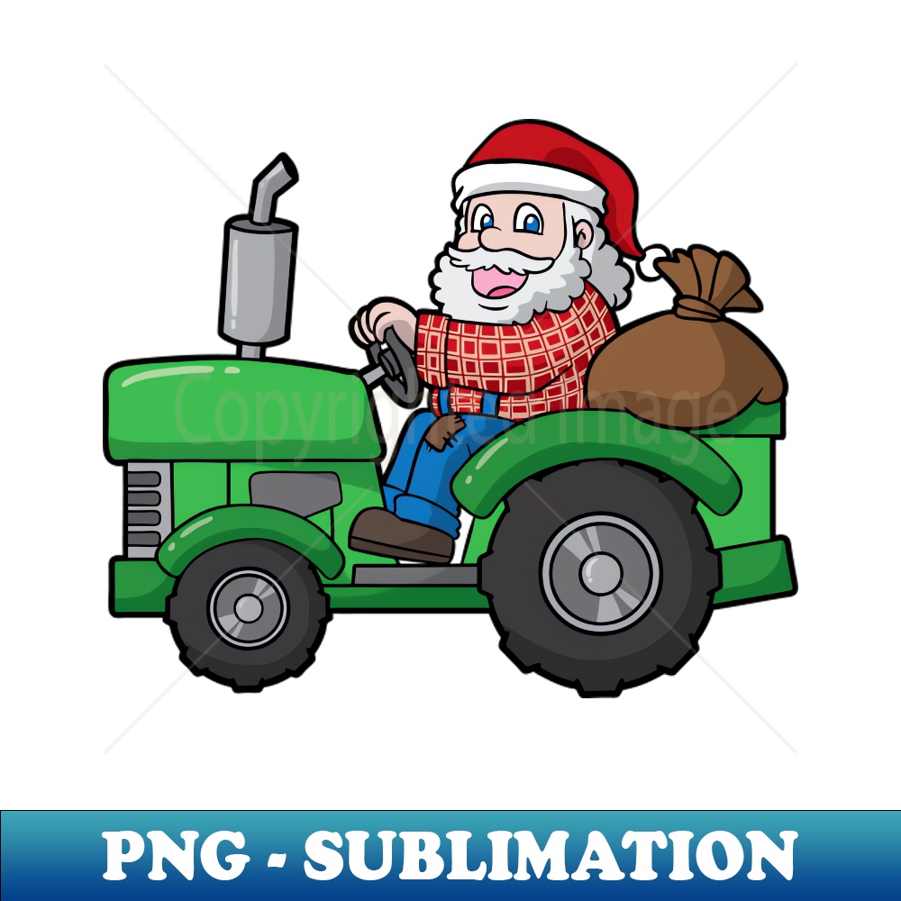 Santa Claus Farmer Tractor Merry Christmas - PNG Transparent - Inspire ...