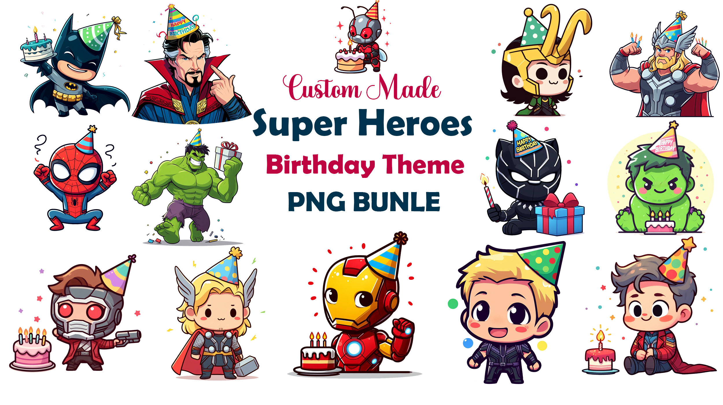 Super heroes birthday themed mega png bundle, super heroes s | Inspire ...
