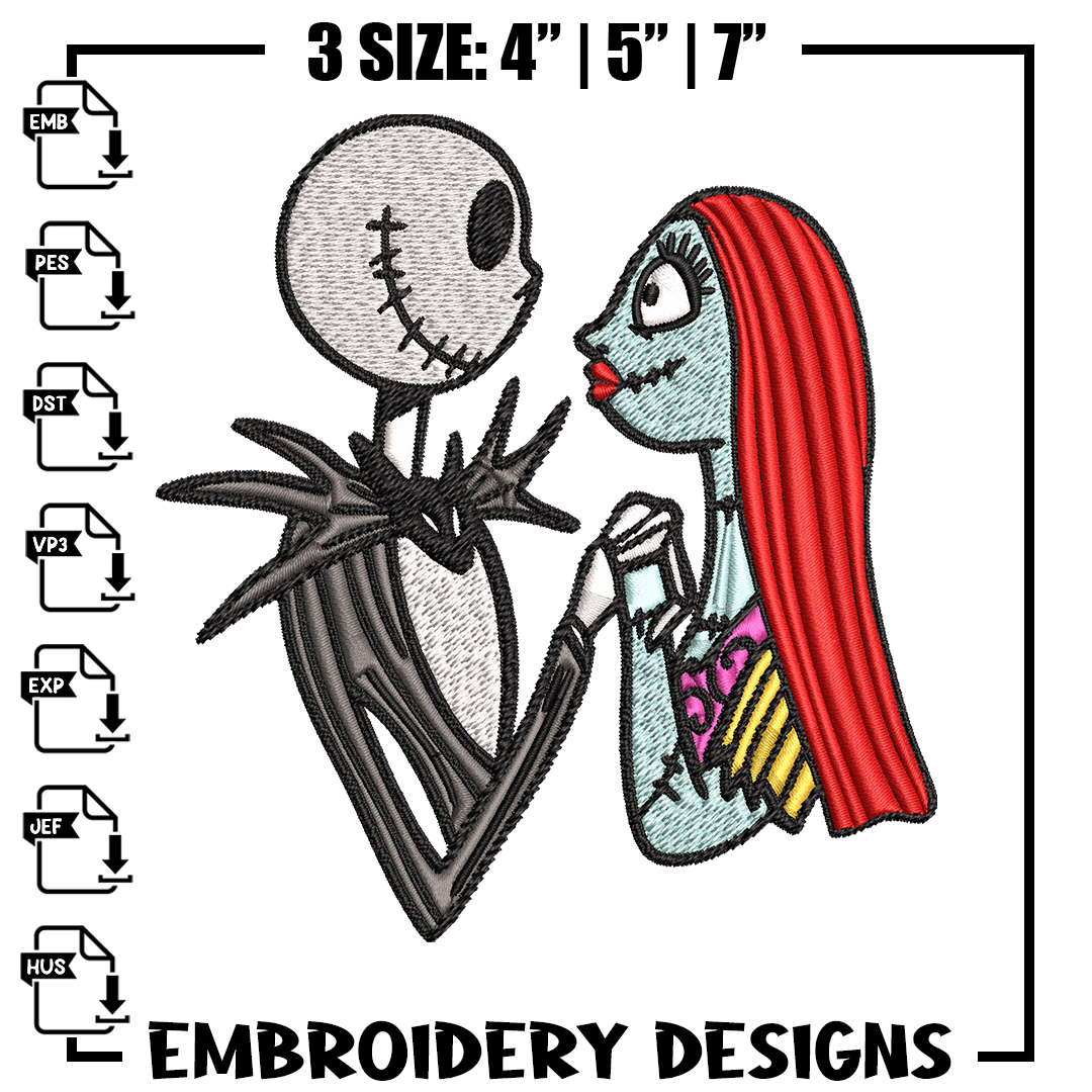 Jack and Sally love Embroidery design, Horror Embroidery, ho | Inspire ...