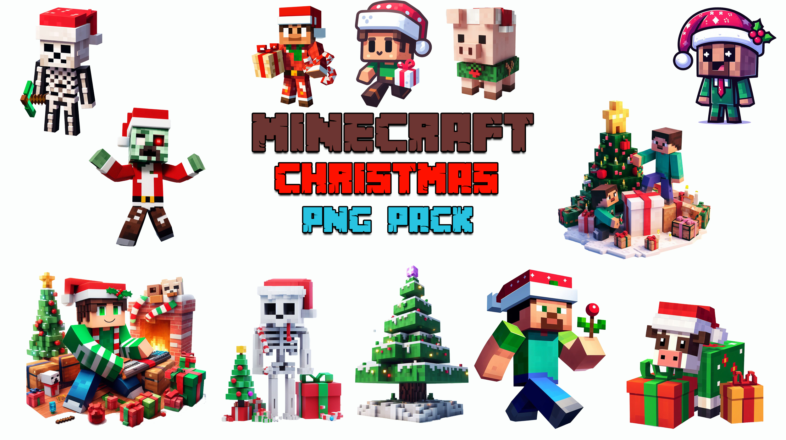 Minecraft christmas png bundle, minecraft icons, video game - Inspire ...