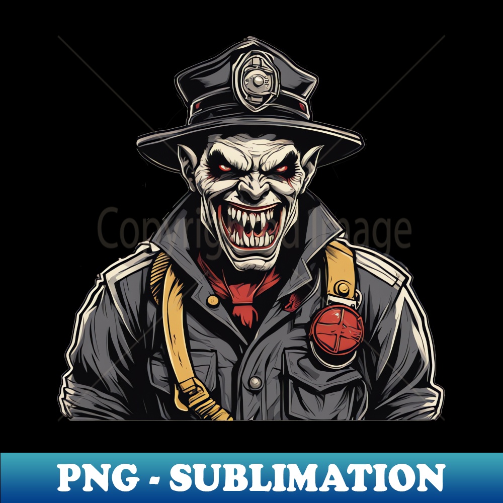 Vampire fire fighter creepy Halloween design - Decorative Su | Inspire ...